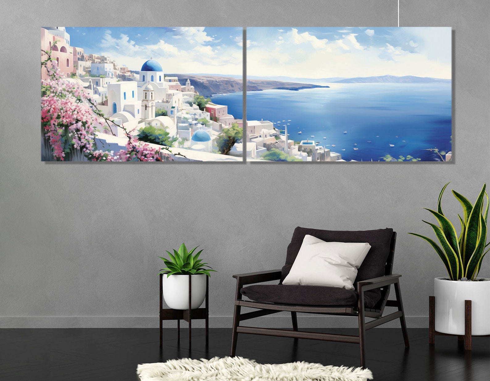 Large Santorini Wall Art, Santorini Painting, Santorini Canvas Print ...