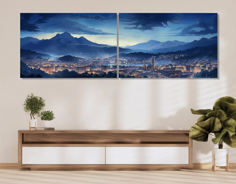Large Quito Painting, Scenic Quito Skyline Canvas Print, Quito Wall Art ...