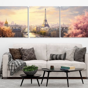 Large Paris Canvas Art, Beautiful Paris Panorama Painting Canvas Print ...