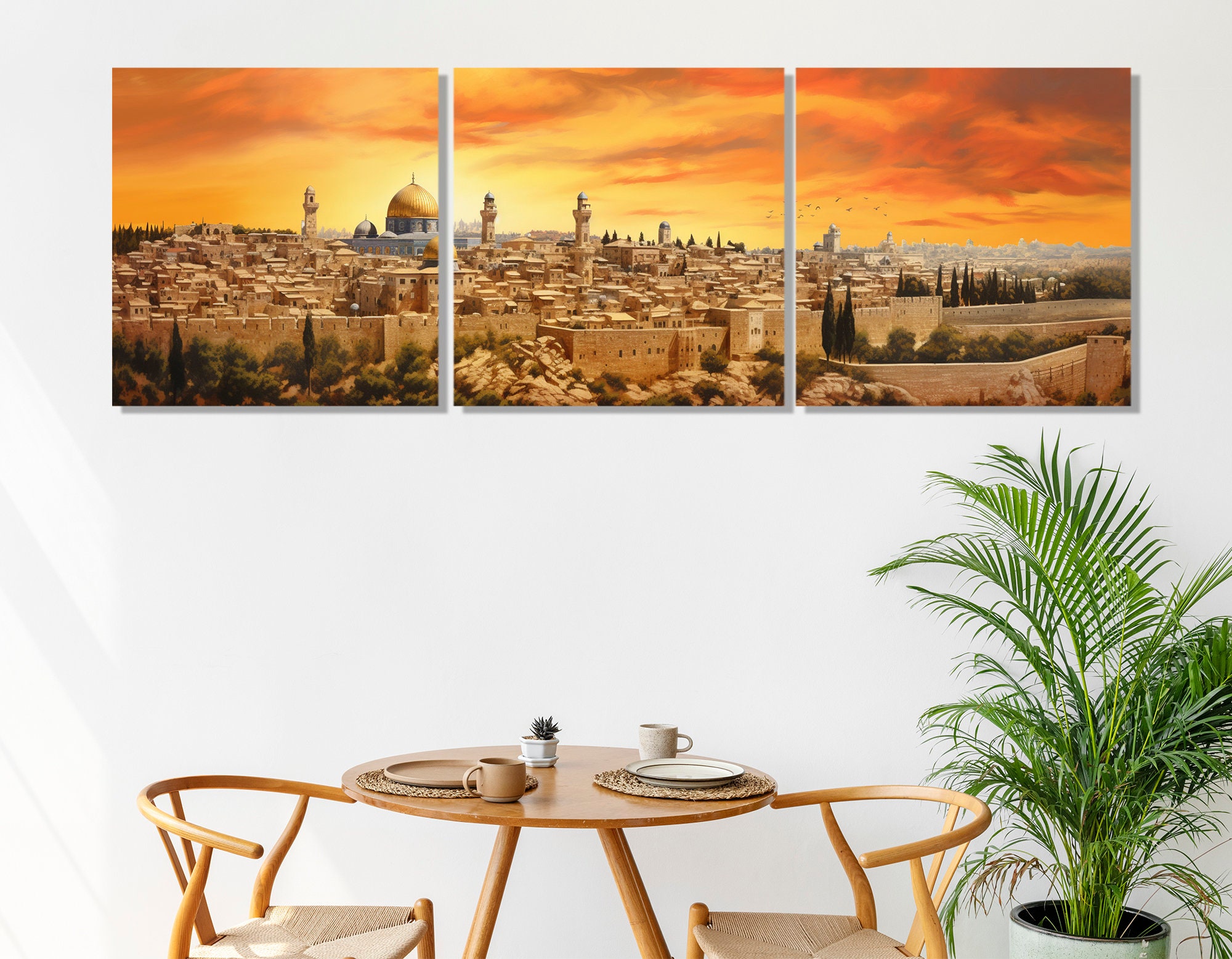 Vintage Jerusalem Skyline Canvas Print, Large Jerusalem Wall Art ...