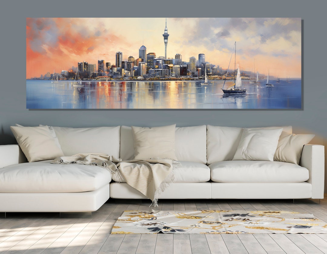 Scenic Auckland Skyline, Auckland Canvas Print, Large Auckland Painting ...