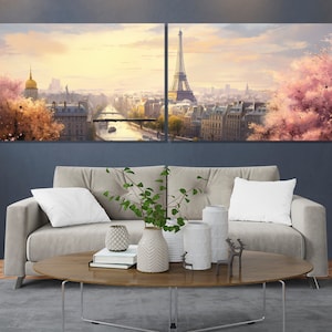 Large Paris Canvas Art, Beautiful Paris Panorama Painting Canvas Print ...