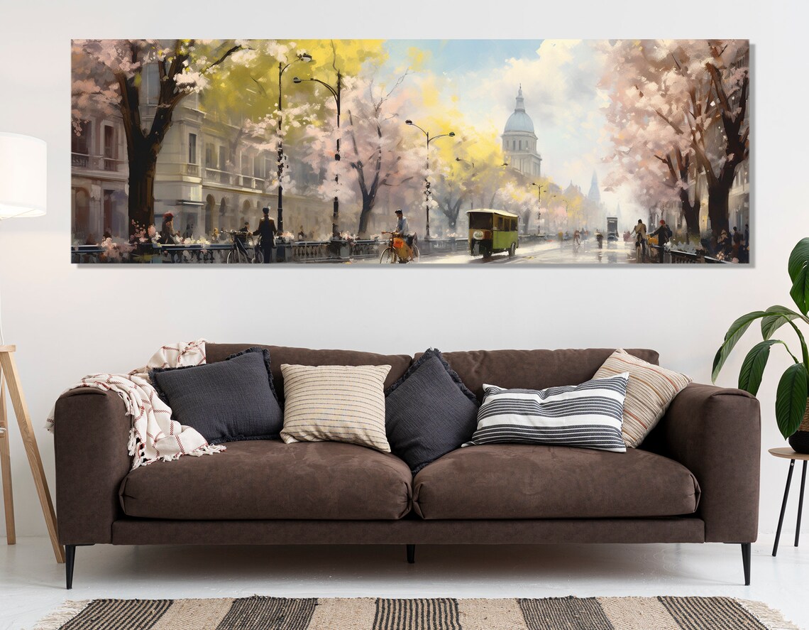 Spring Belgrade Downtown Canvas Print, Vintage Belgrade Painting, Retro ...