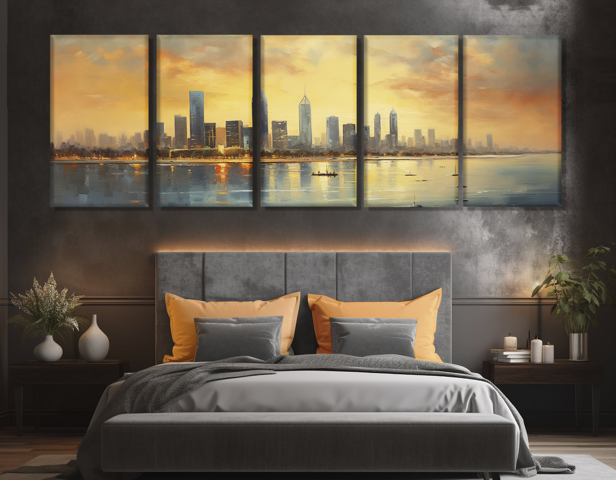 Vintage Style Abu Dhabi Skyline Painting Abu Dhabi Canvas - Etsy