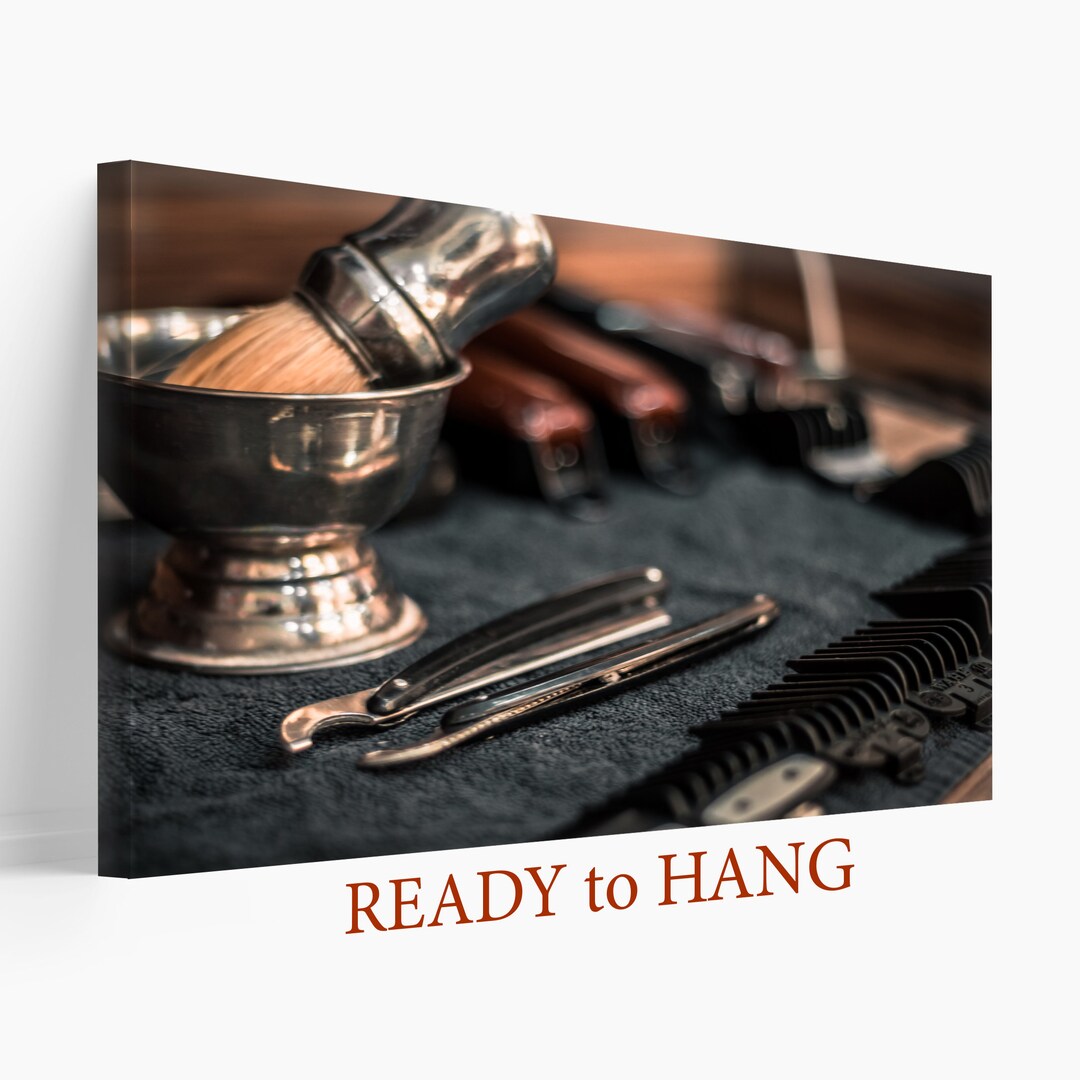 Barber Shop Wall Art, Barber Tools Canvas Print, Barber Gift, Vintage ...