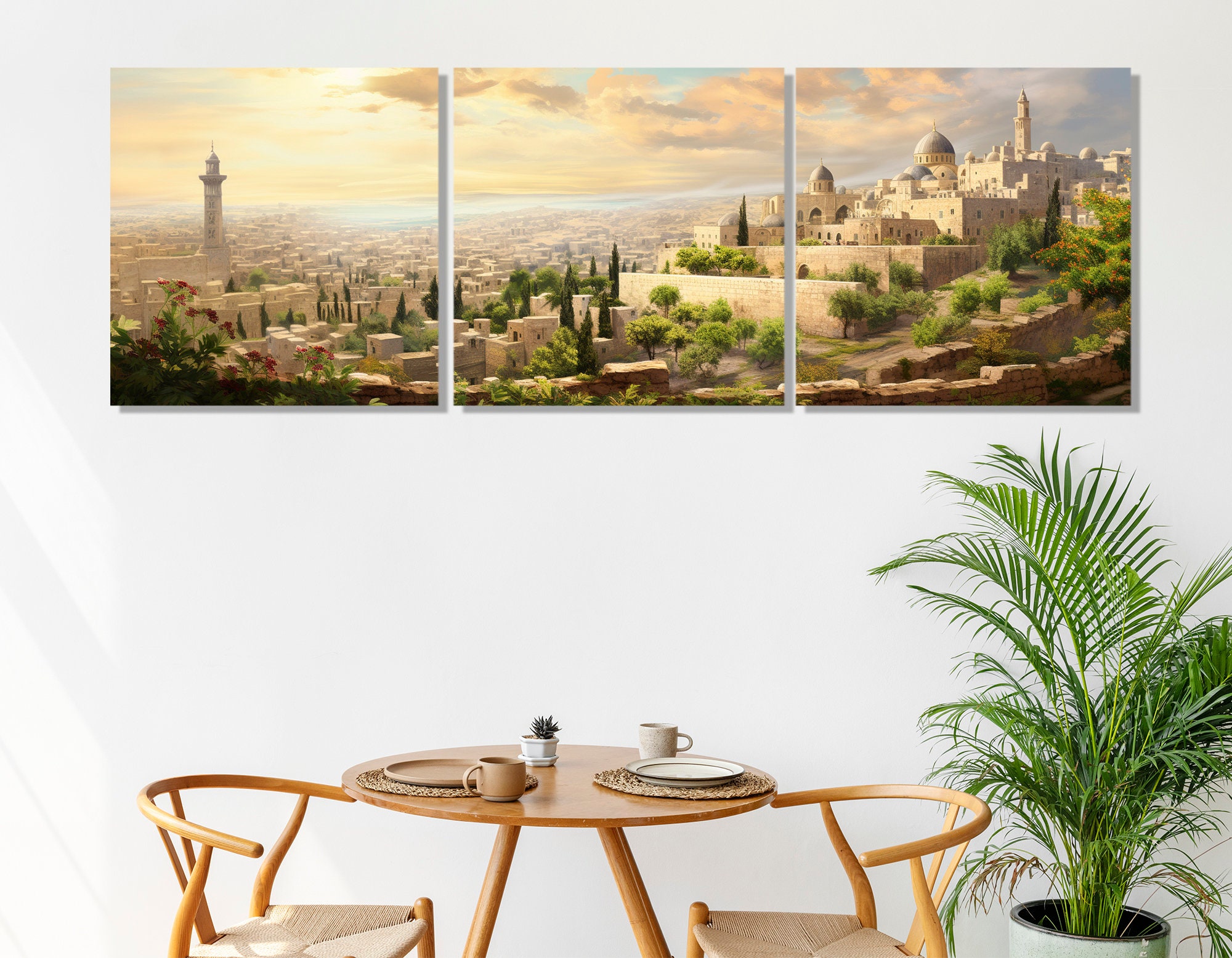 Vintage Jerusalem Painting, Jerusalem Skyline Canvas Print, Large ...