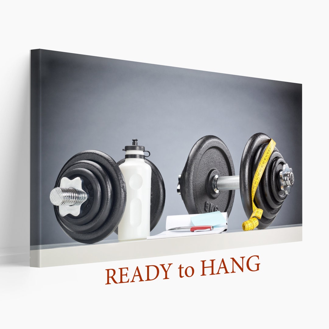 Gym Wall Decor, Dumbbells Canvas Print, Bodybuilding Wall Art ...