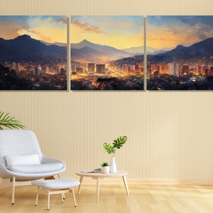 Large Caracas Skyline Canvas Print, Stunning Caracas Painting, Caracas ...