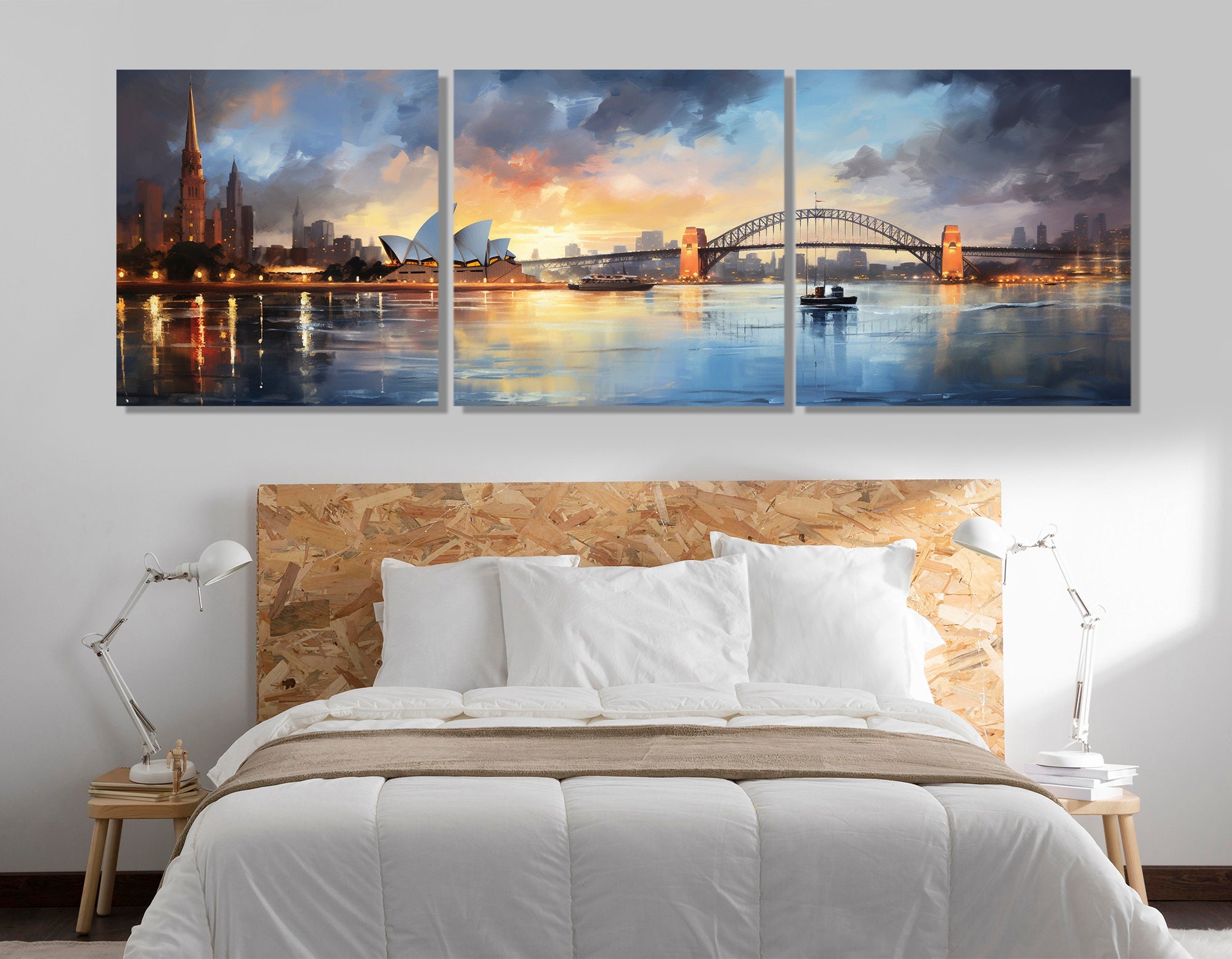 Scenic Sydney Skyline, Sydney Canvas Print, Large Sydney Painting ...