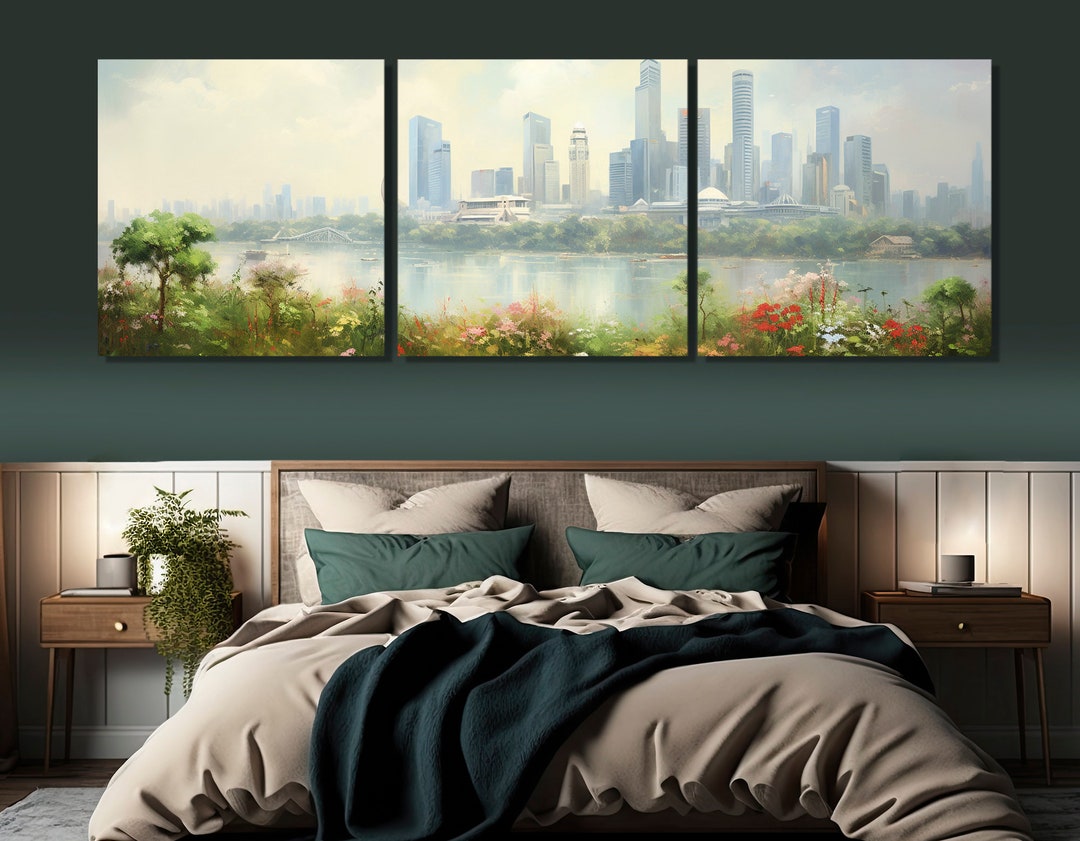 Large Singapore Wall Art, Singapore Painting, Singapore Skyline Canvas ...