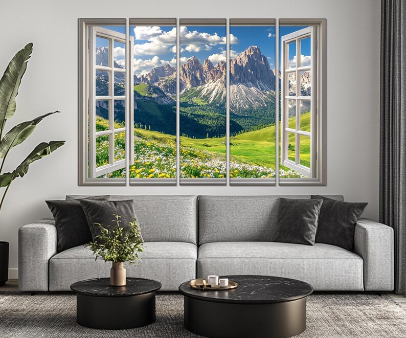 Window Opening to Alpine Meadow Canvas Print, Alps Wall Art, Alpine ...