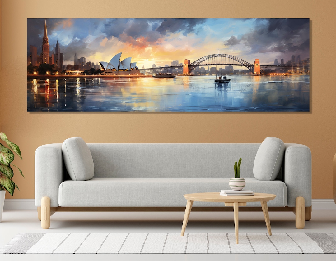 Scenic Sydney Skyline, Sydney Canvas Print, Large Sydney Painting ...