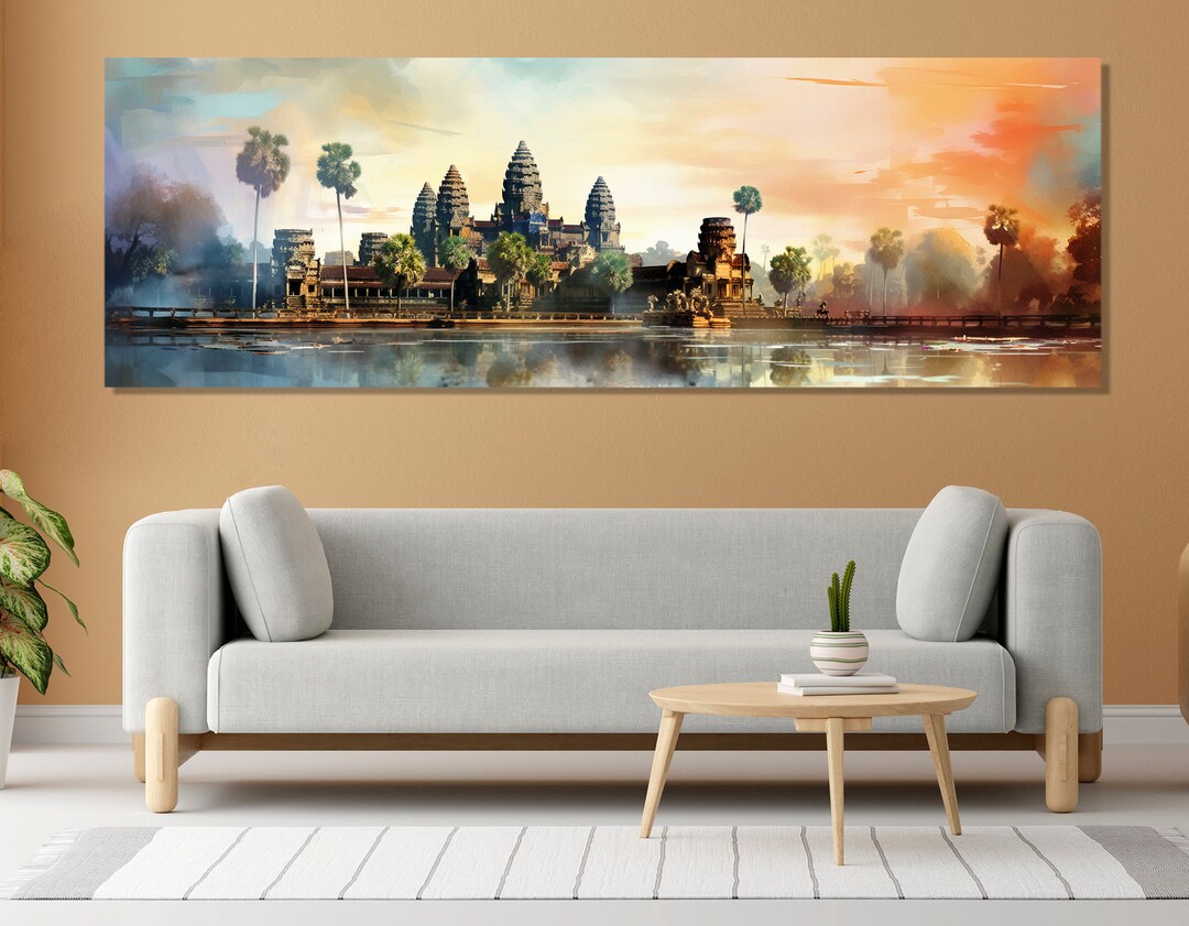 Ancient Angkor Wat Canvas Print, Siem Reap Painting, Large Angkor Wall ...