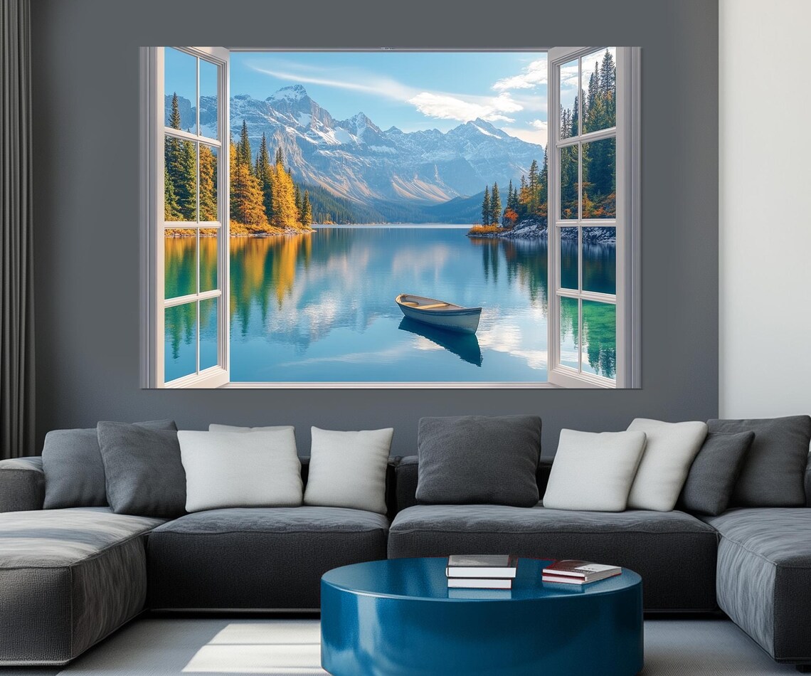 Window Opening to Banff National Park Canvas Print, Alberta Wall Art ...