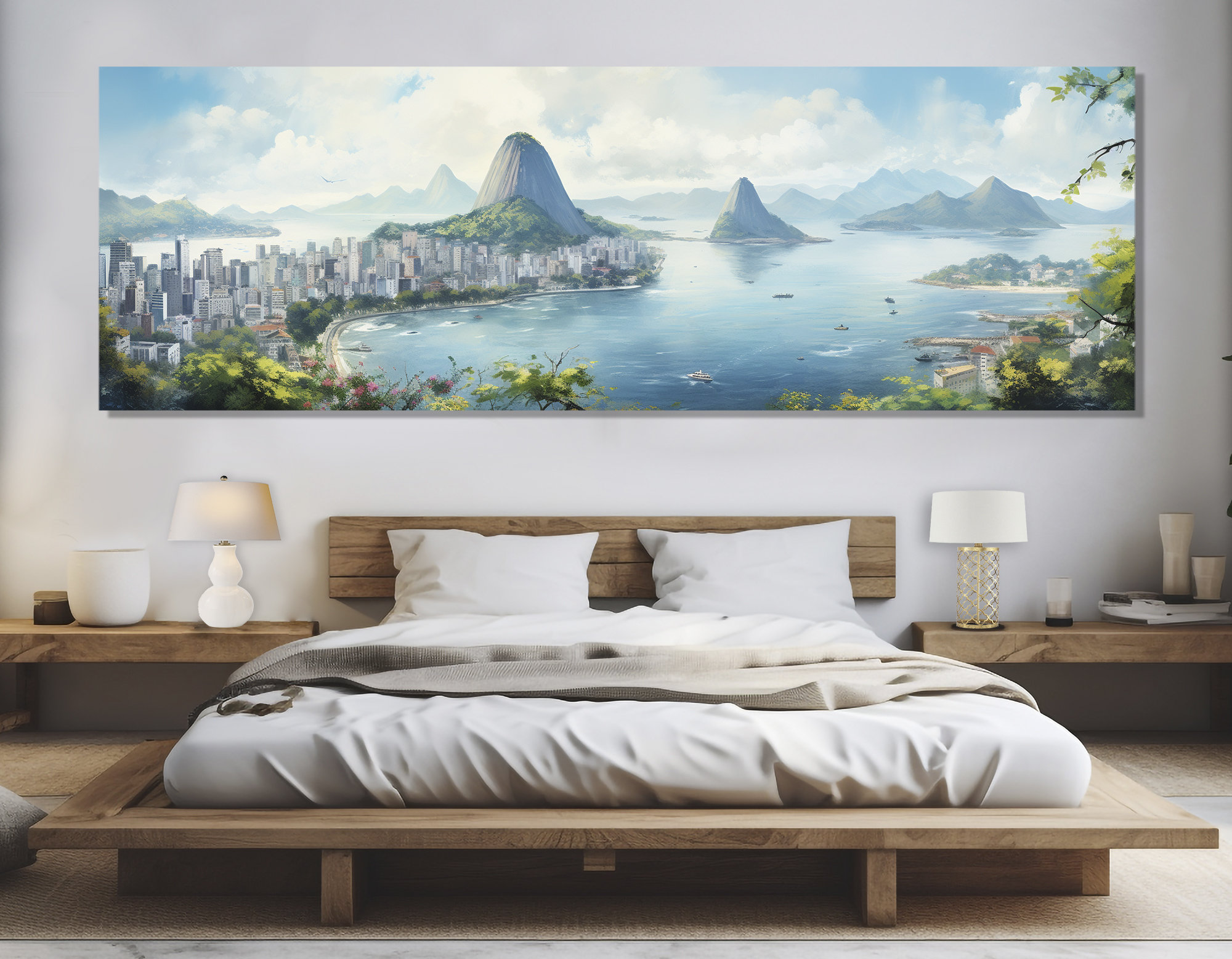 Scenic Rio De Janeiro Painting, Abstract Rio De Janeiro Canvas Print ...