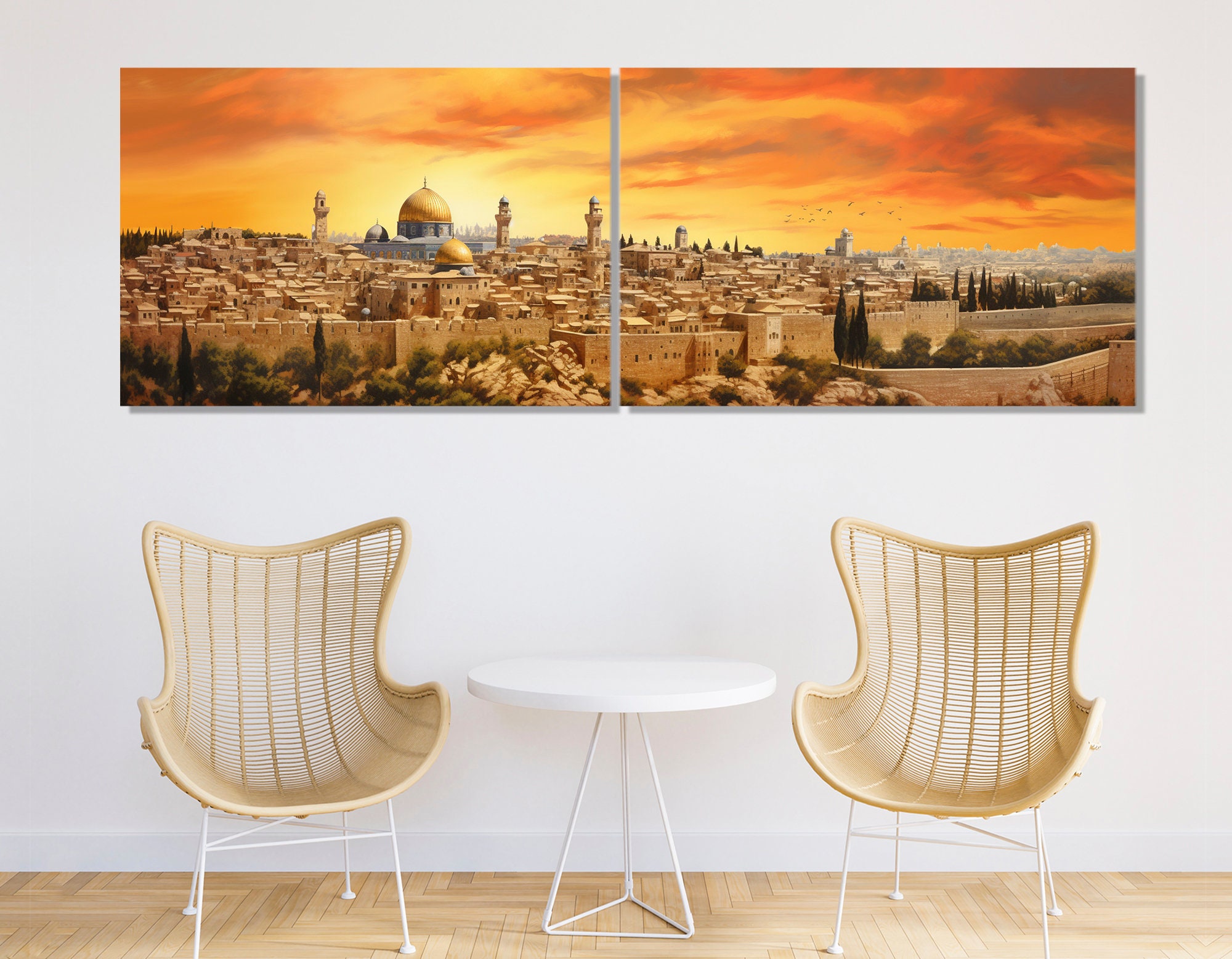 Vintage Jerusalem Skyline Canvas Print, Large Jerusalem Wall Art ...