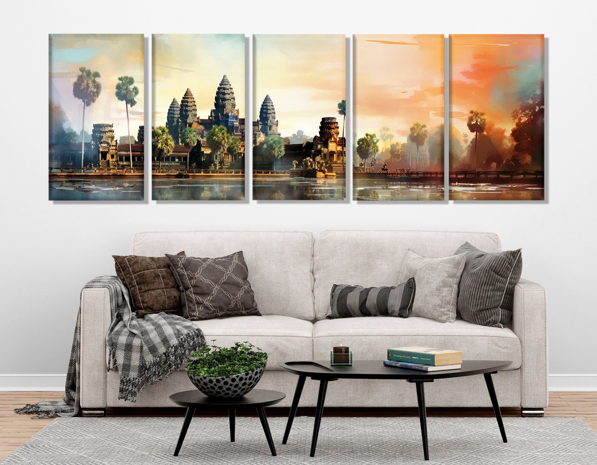 Ancient Angkor Wat Canvas Print, Siem Reap Painting, Large Angkor Wall ...