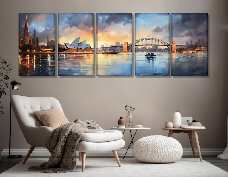 Scenic Sydney Skyline, Sydney Canvas Print, Large Sydney Painting ...