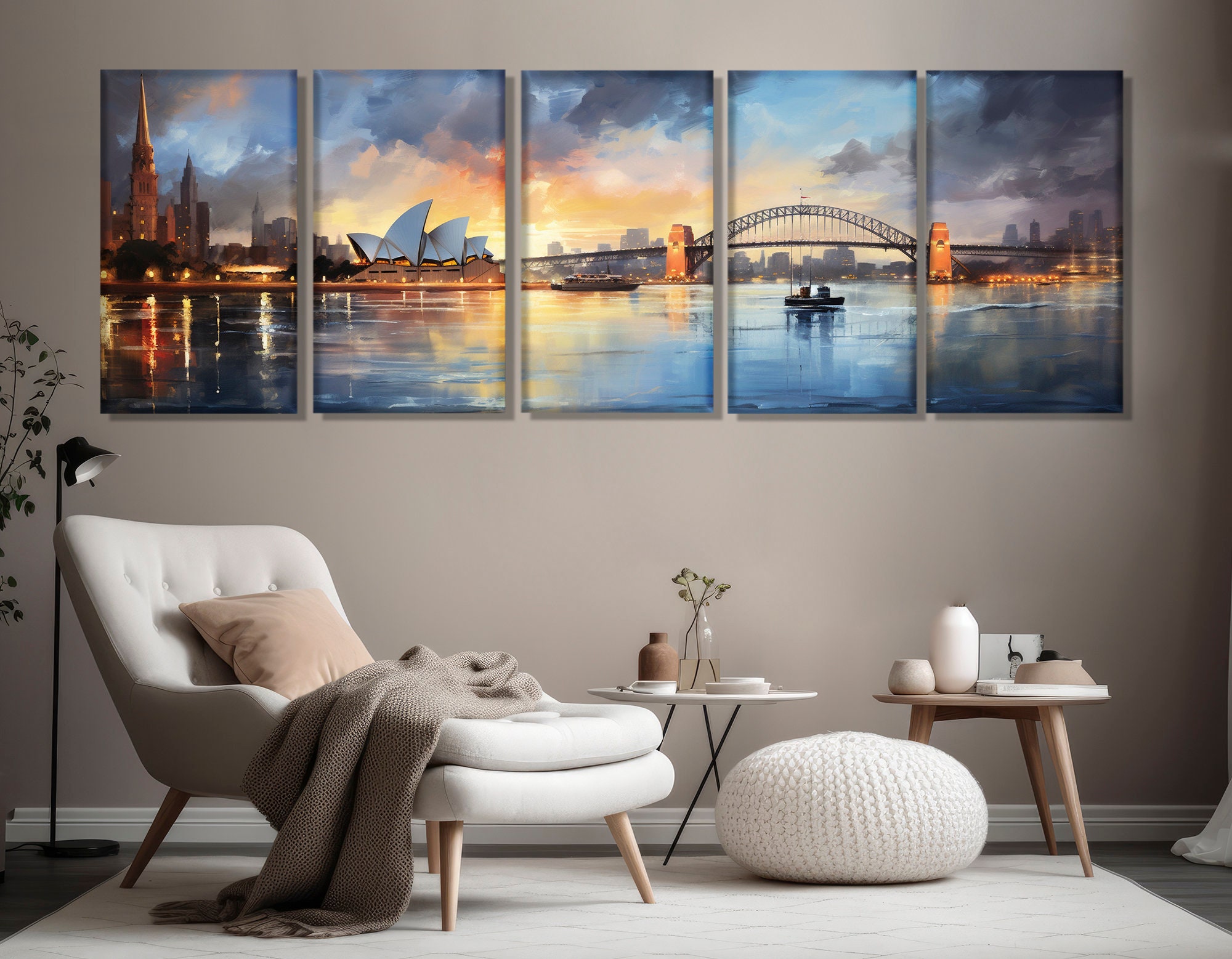 Scenic Sydney Skyline, Sydney Canvas Print, Large Sydney Painting ...