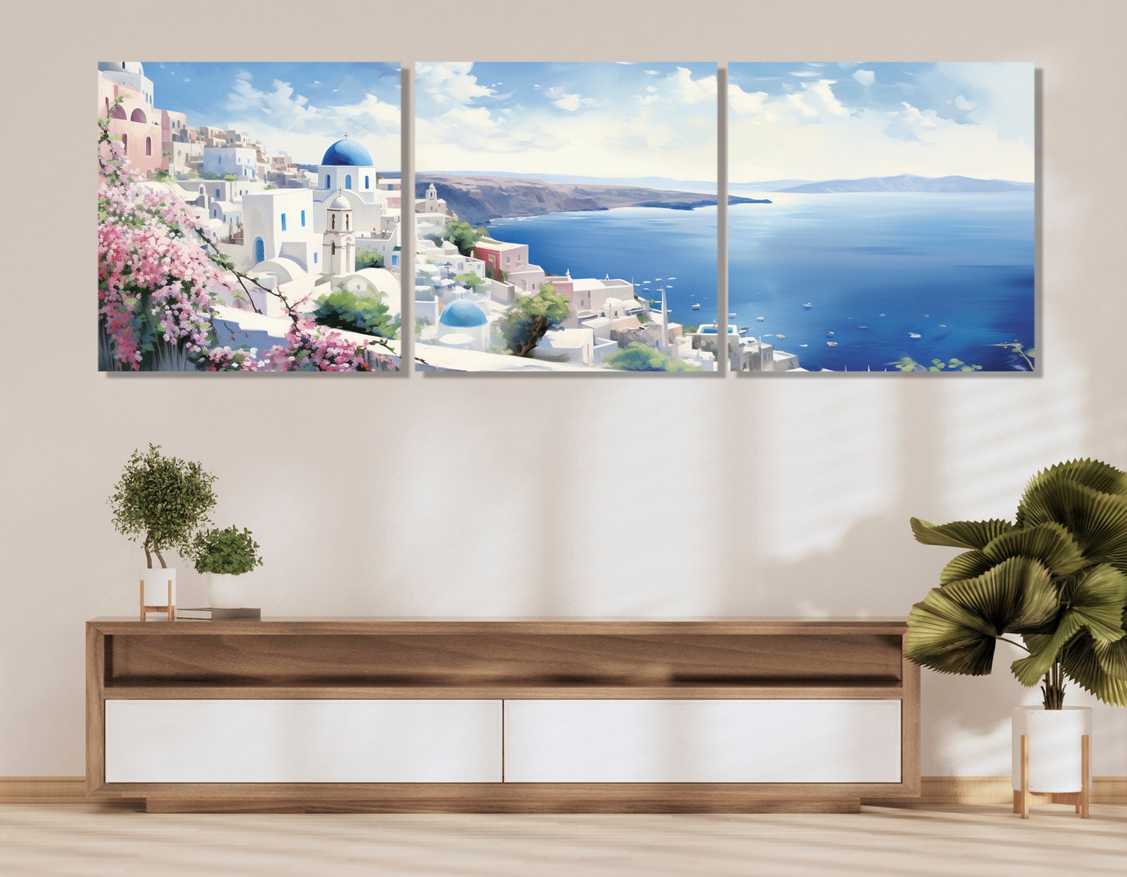 Large Santorini Wall Art, Santorini Painting, Santorini Canvas Print ...