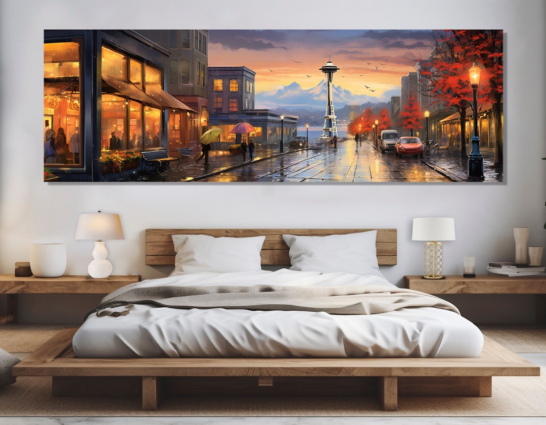 Large Seattle Wall Art, Vintage Seattle Canvas Print, Stunning Seattle ...
