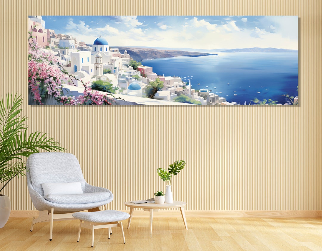 Large Santorini Wall Art, Santorini Painting, Santorini Canvas Print ...
