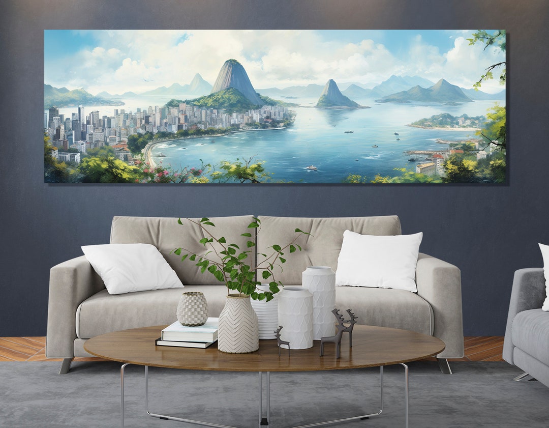 Scenic Rio De Janeiro Painting, Abstract Rio De Janeiro Canvas Print ...