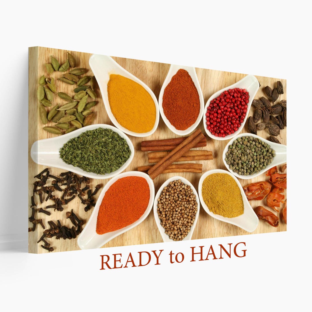 Indian Spices Canvas Print, Indian Food Wall Art, Restaurant Decor ...