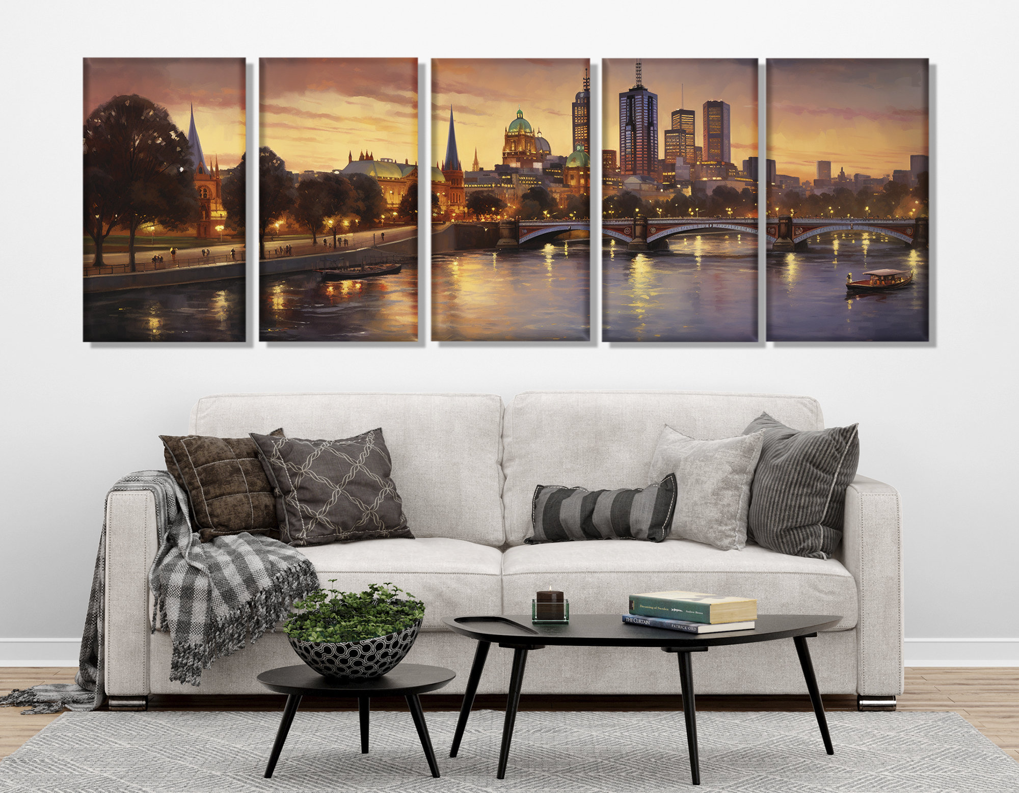 Scenic Melbourne Skyline, Melbourne Canvas Print, Large Melbourne ...