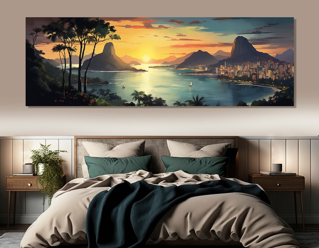 Large Rio De Janeiro Skyline Painting, Abstract Rio De Janeiro Canvas ...