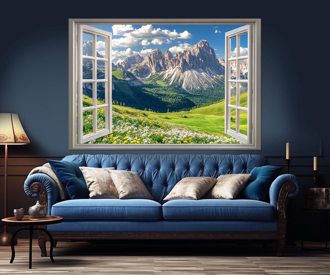 Window Opening to Alpine Meadow Canvas Print, Alps Wall Art, Alpine ...