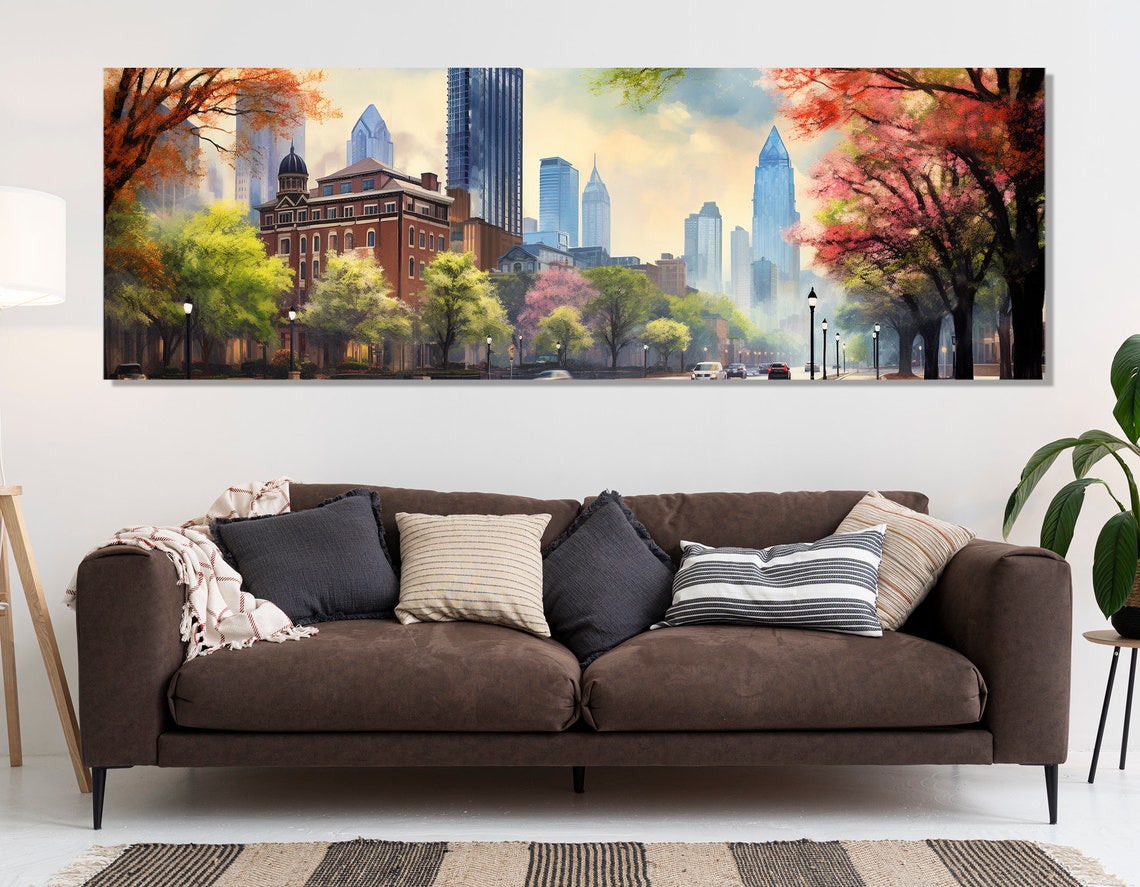 Impressive Atlanta Painting, Large Atlanta Wall Art, Vintage Atlanta ...