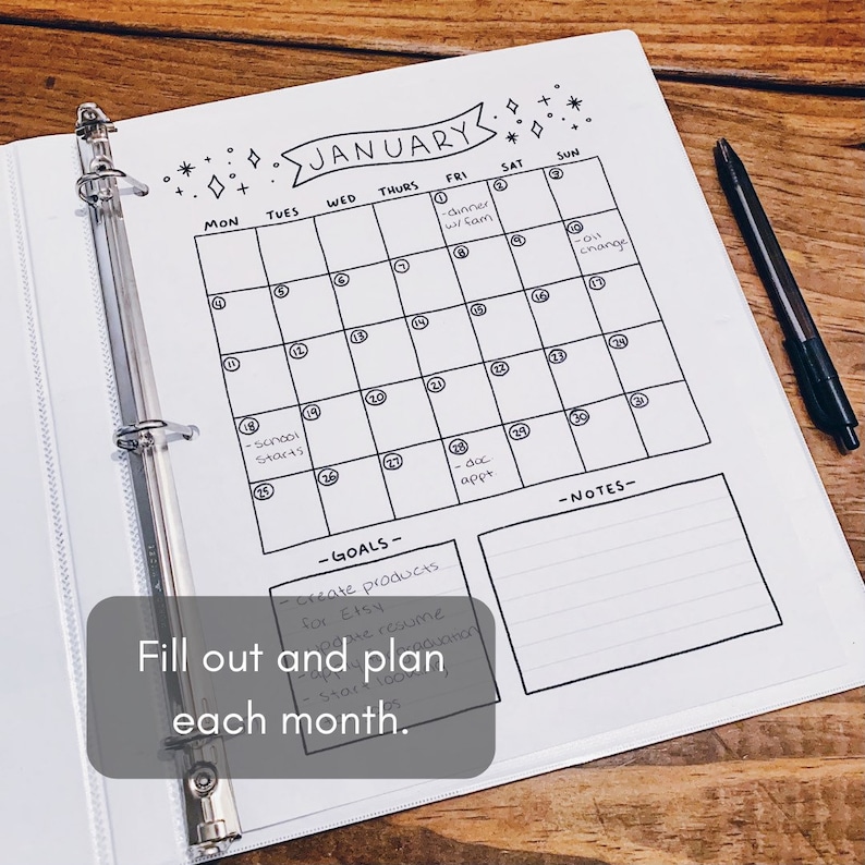 Hand Drawn Printable Planner | Digital Download - Etsy