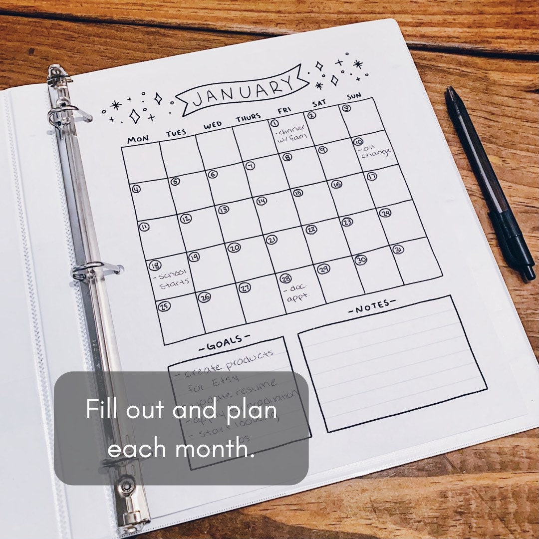 Hand Drawn Printable Planner | Digital Download - Etsy