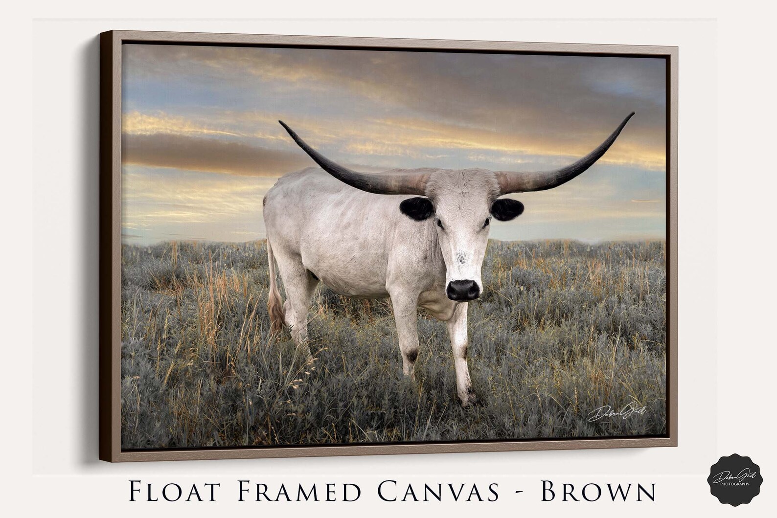 Beautiful White Longhorn Oversized Ready to Hang Canvas, Float-framed ...