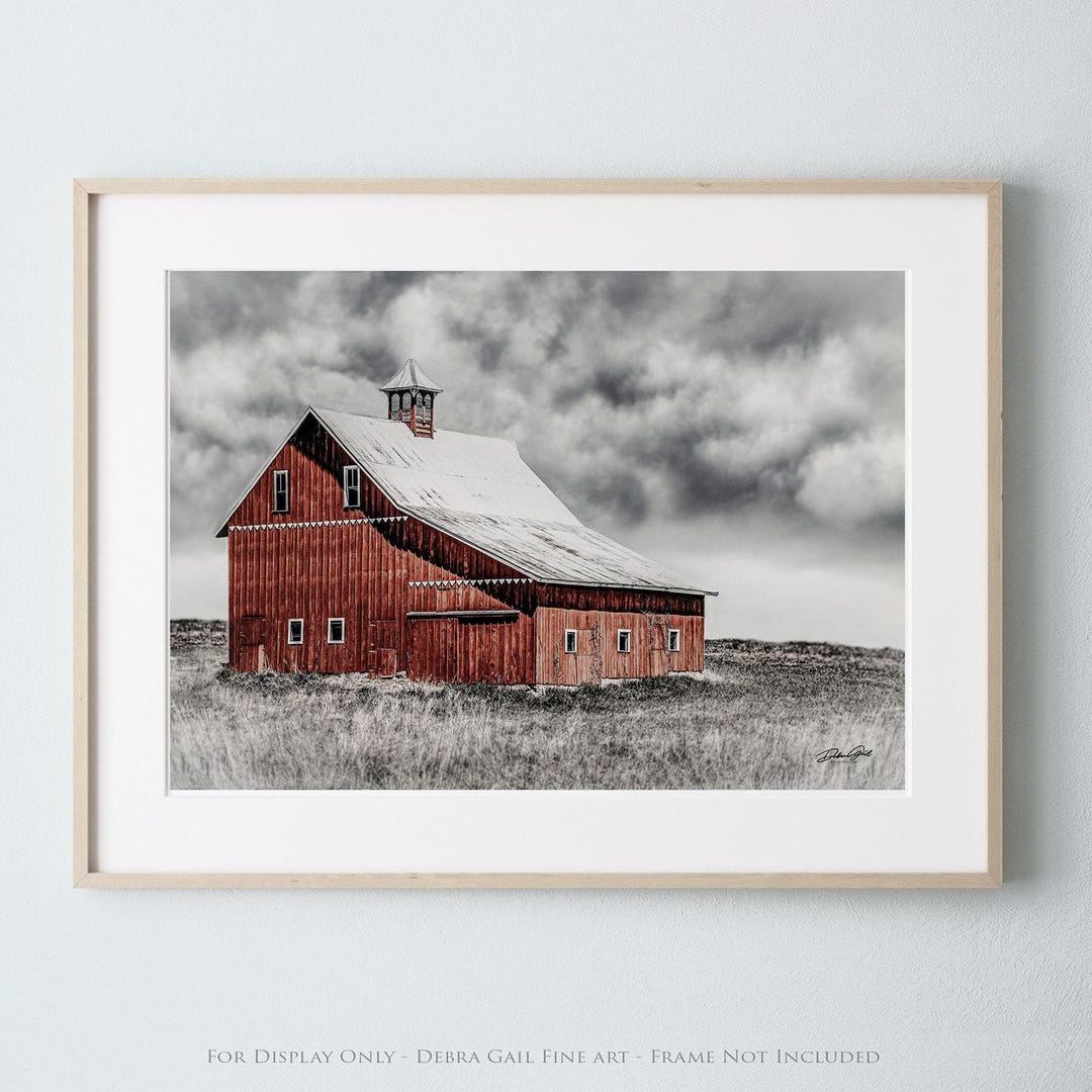 Red Rustic Barn Landscape Photography Print for Wall Art - Farmhouse ...