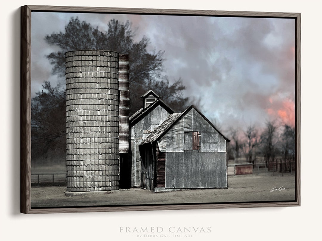 Rustic Barn and Silo Print or Canvas - Framed Vintage Canvas Art ...