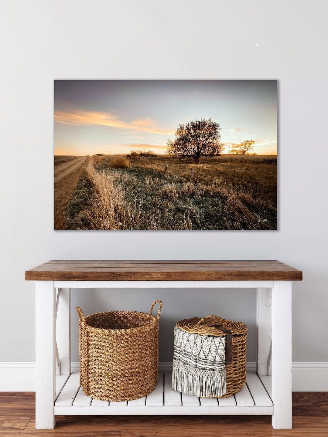 Prairie Sunset Wall Art, Rustic Landscape Print, Kansas Flint Hills - Etsy