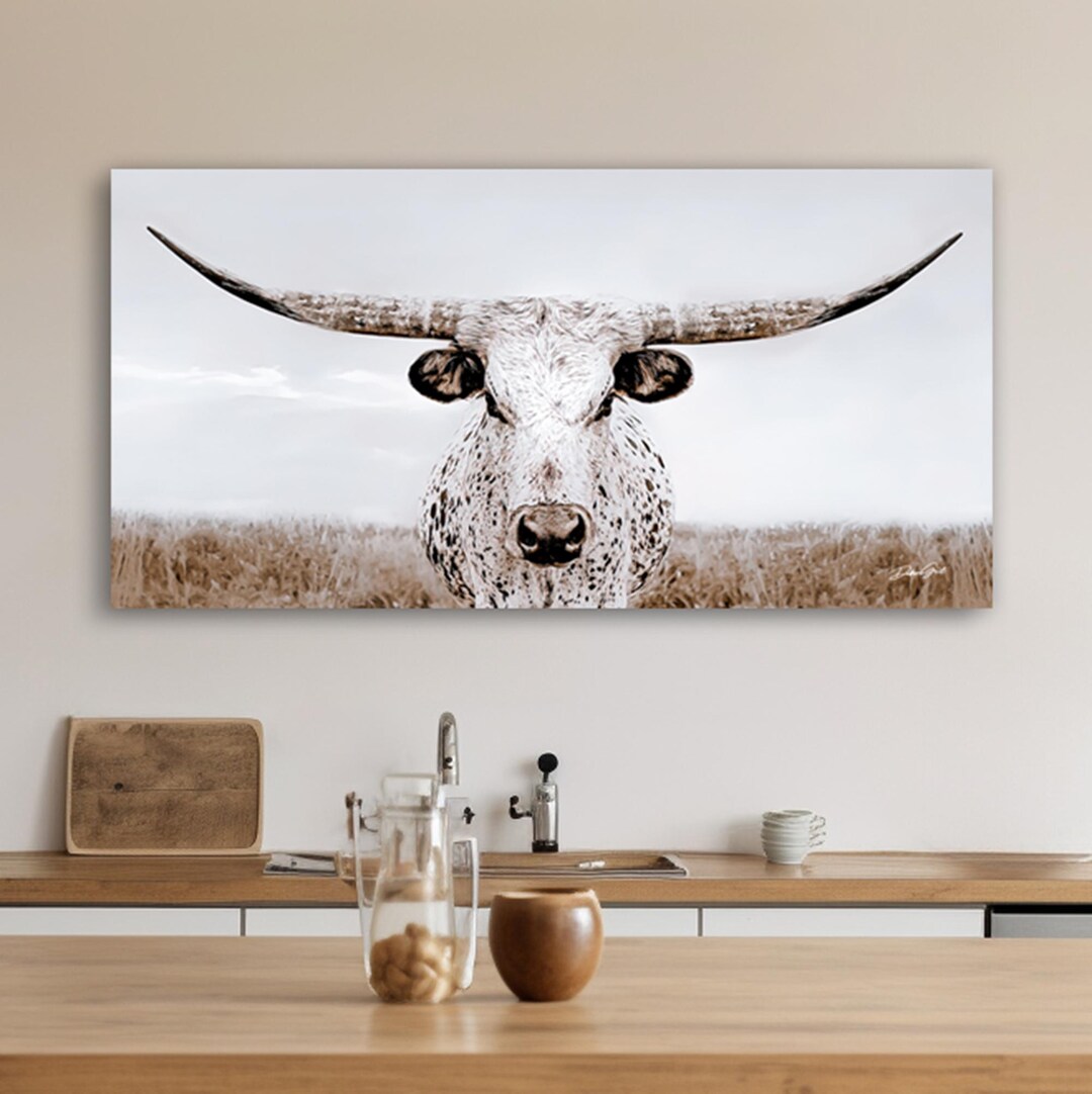 Panoramic Texas Longhorn Picture by Debra Gail - Cow Canvas Extra Wide ...