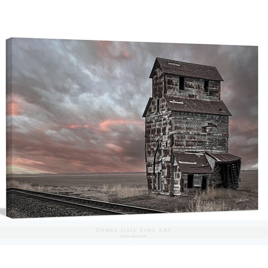 Rustic Grain Elevator Photography Print: Kansas Ghost Town Sunset - Etsy