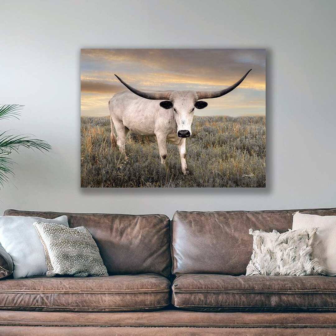 The Sentinel - Longhorn Cow Print | Real Western Home Decor Cattle Wall ...