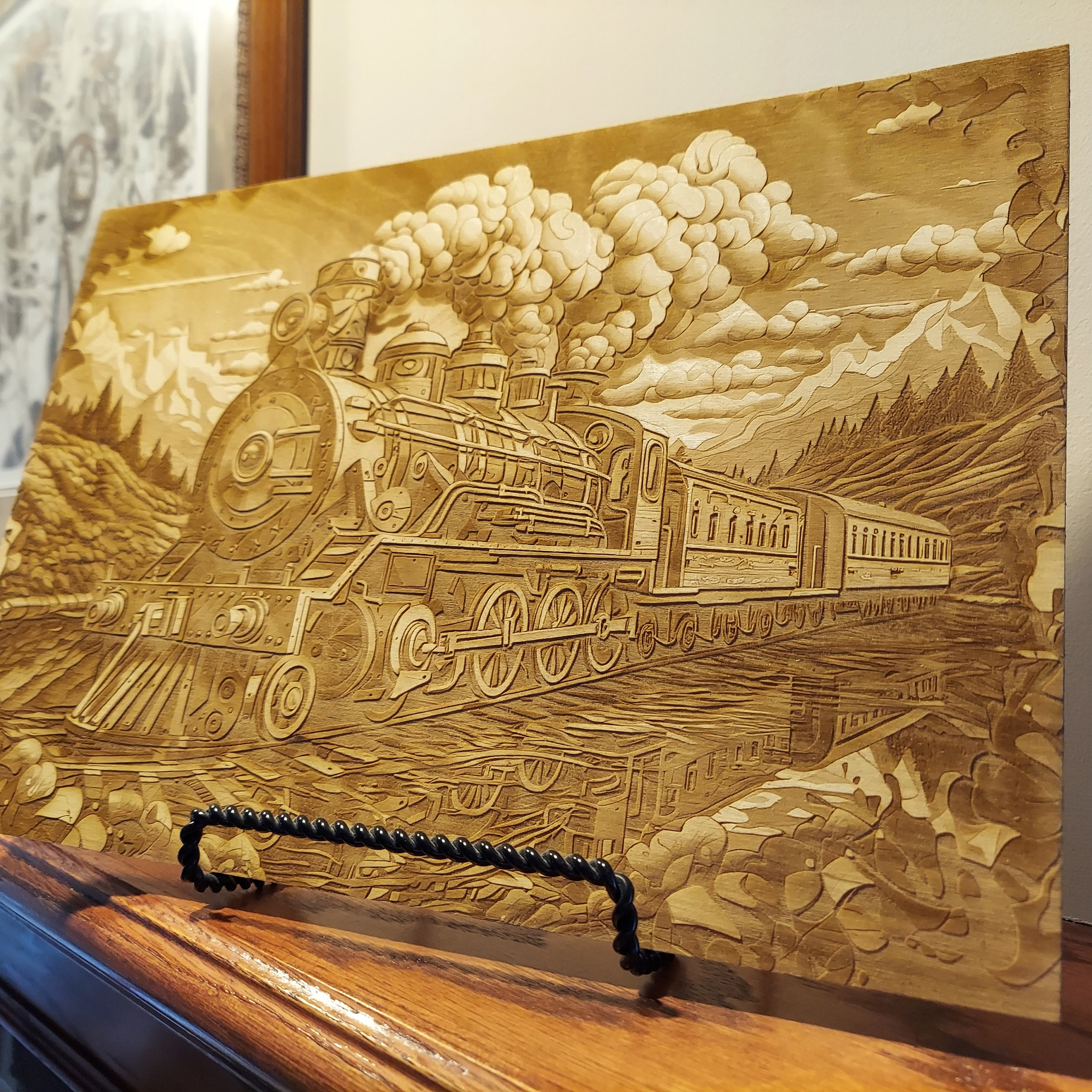 Steam Locomotive Laser Engraved 3D Illusion Steam Train - Etsy