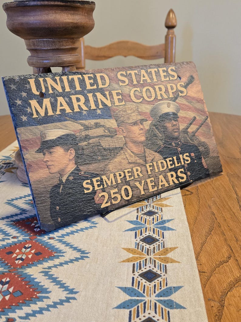 US Marine Corps 250th Anniversary Slate Plaque: USMC Veteran Gift, USMC ...