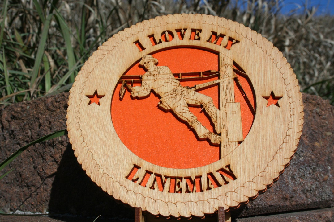 I Love My Lineman Electrical Lineman Tribute Medallion / Plaque Power ...