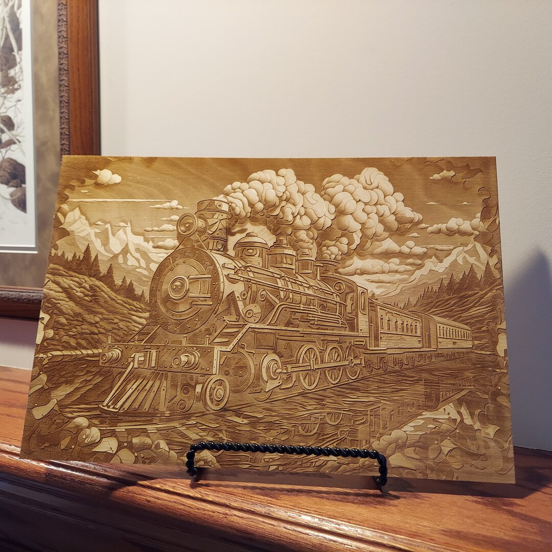 Steam Locomotive Laser Engraved 3D Illusion - Steam Train - Western ...
