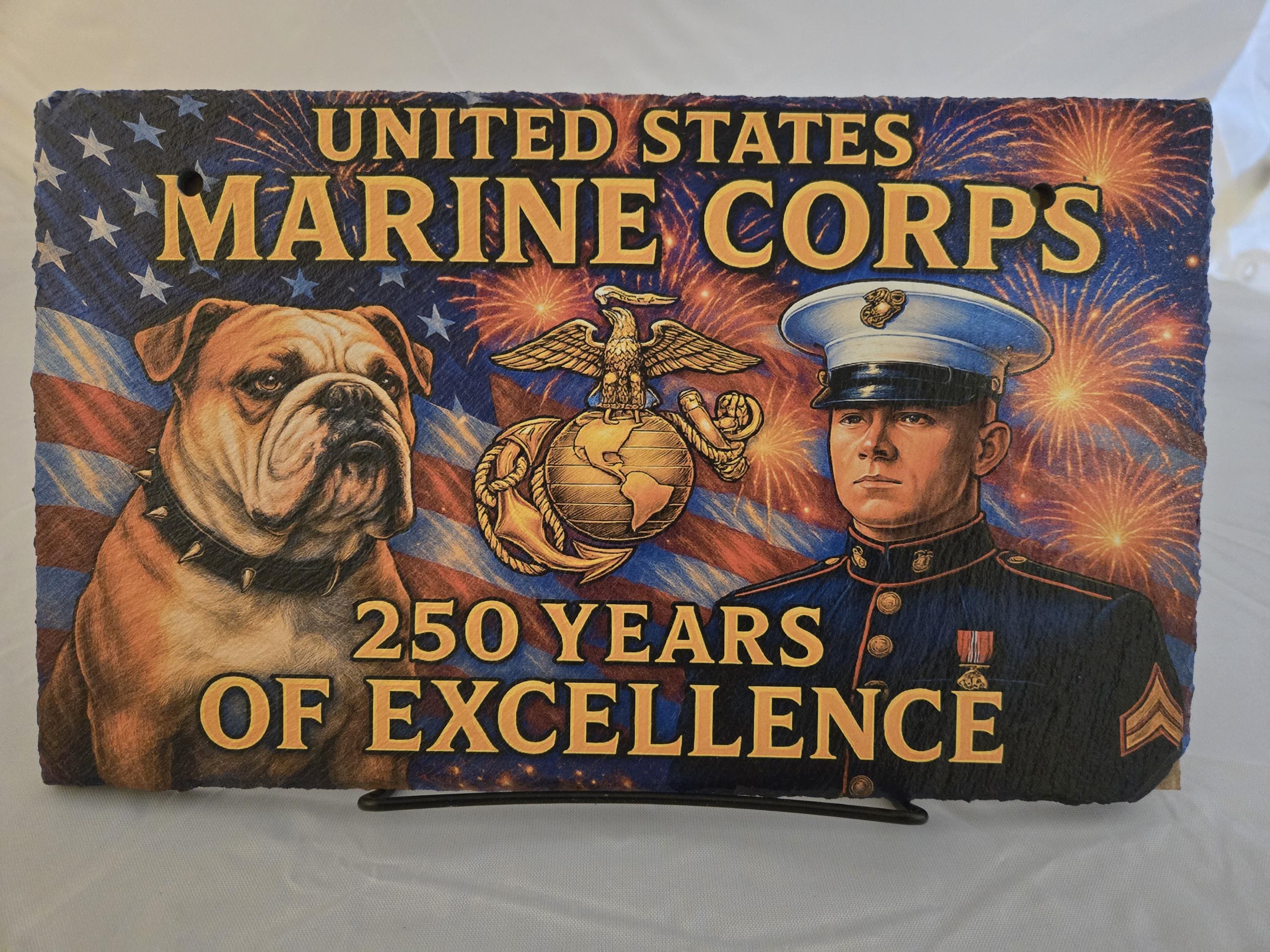 US Marine Corps 250th Anniversary Slate Plaque: USMC Veteran Gift, USMC ...