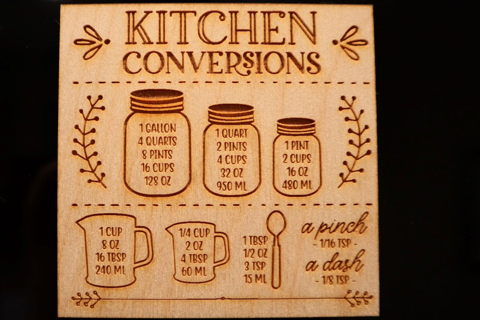 Kitchen Conversion Chart Refrigerator Magnet - Cooking Measurements - Etsy
