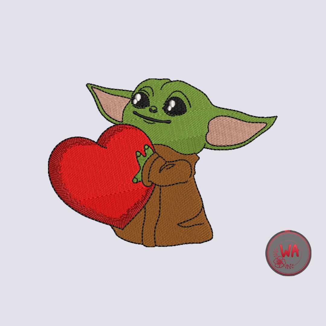 Baby Yoda Heart Machine Embroidery Designs Digital Embroidery - Etsy UK