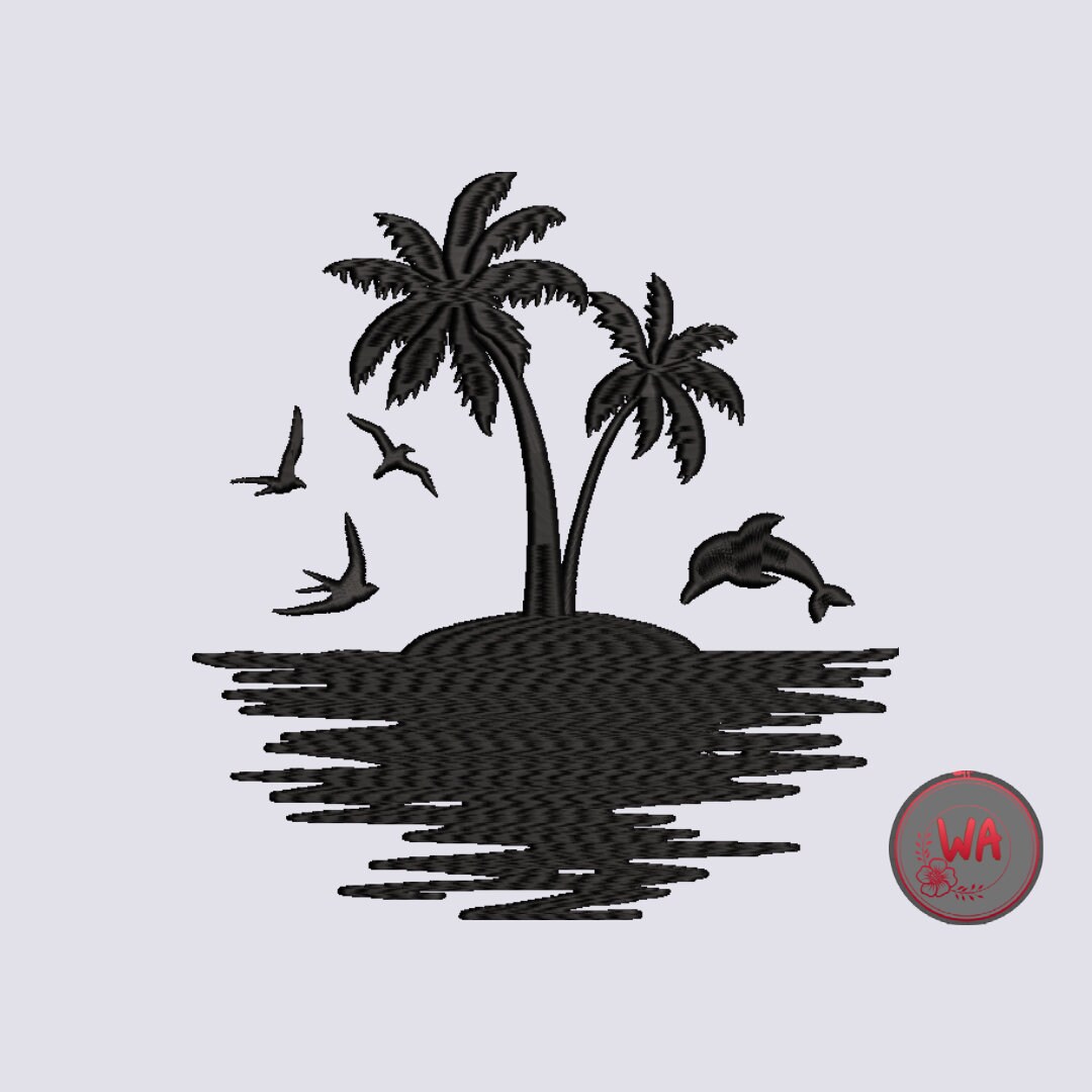Summer Beach Embroidery Design, Palm Tree Embroidery Design, Machine ...