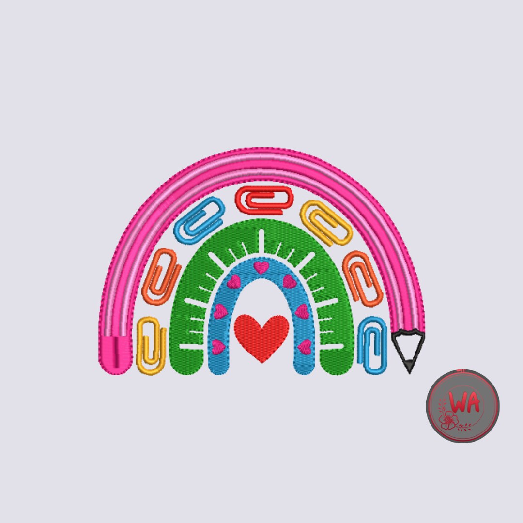 Back to School Rainbow Embroidery Design, Rainbow School Embroidery ...